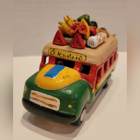 unbranded | Accents | Vintage Columbian Colorful Clay Bus Hand Crafted ...